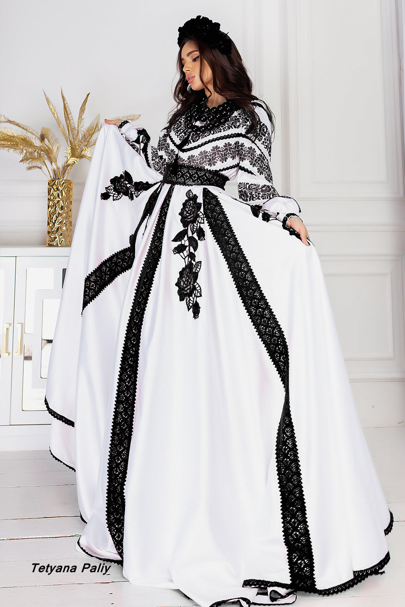Dress Lyubava ( black embroidery ) – Tetyana Paliy
